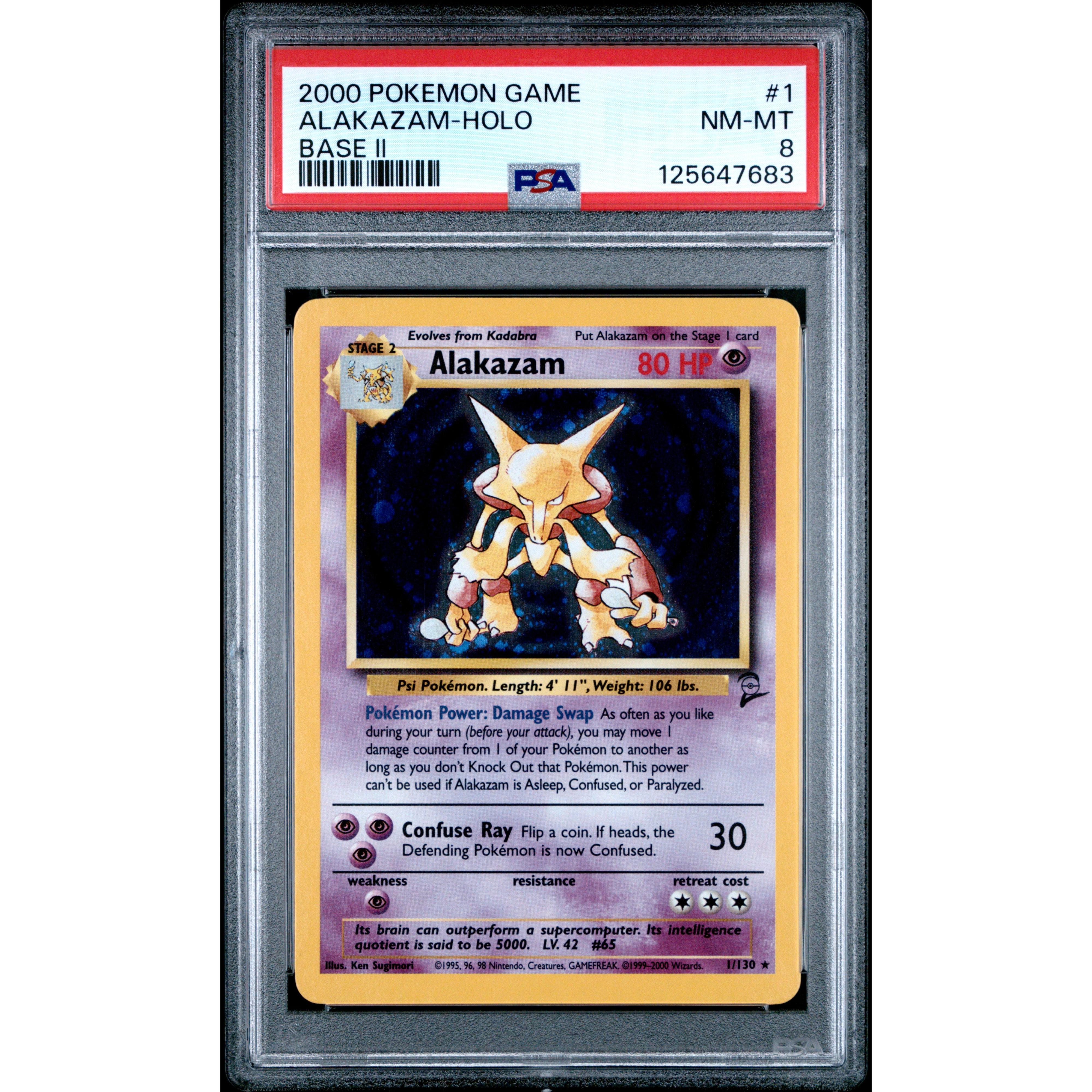 2000 POKEMON BASE SET 2 ALAKAZAM 1/130 PSA 8 – Kollecter